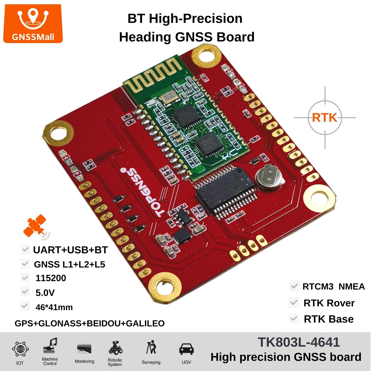K803 Bluetooth GNSS module board GNSS full system frequency, centimete ...